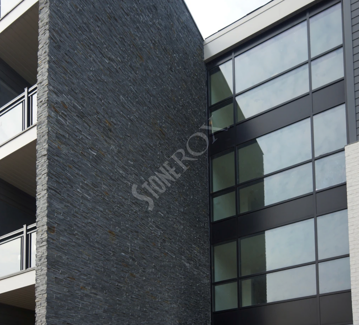 StoneRox Natural Stone Panels - Spring Wood Black - Flat